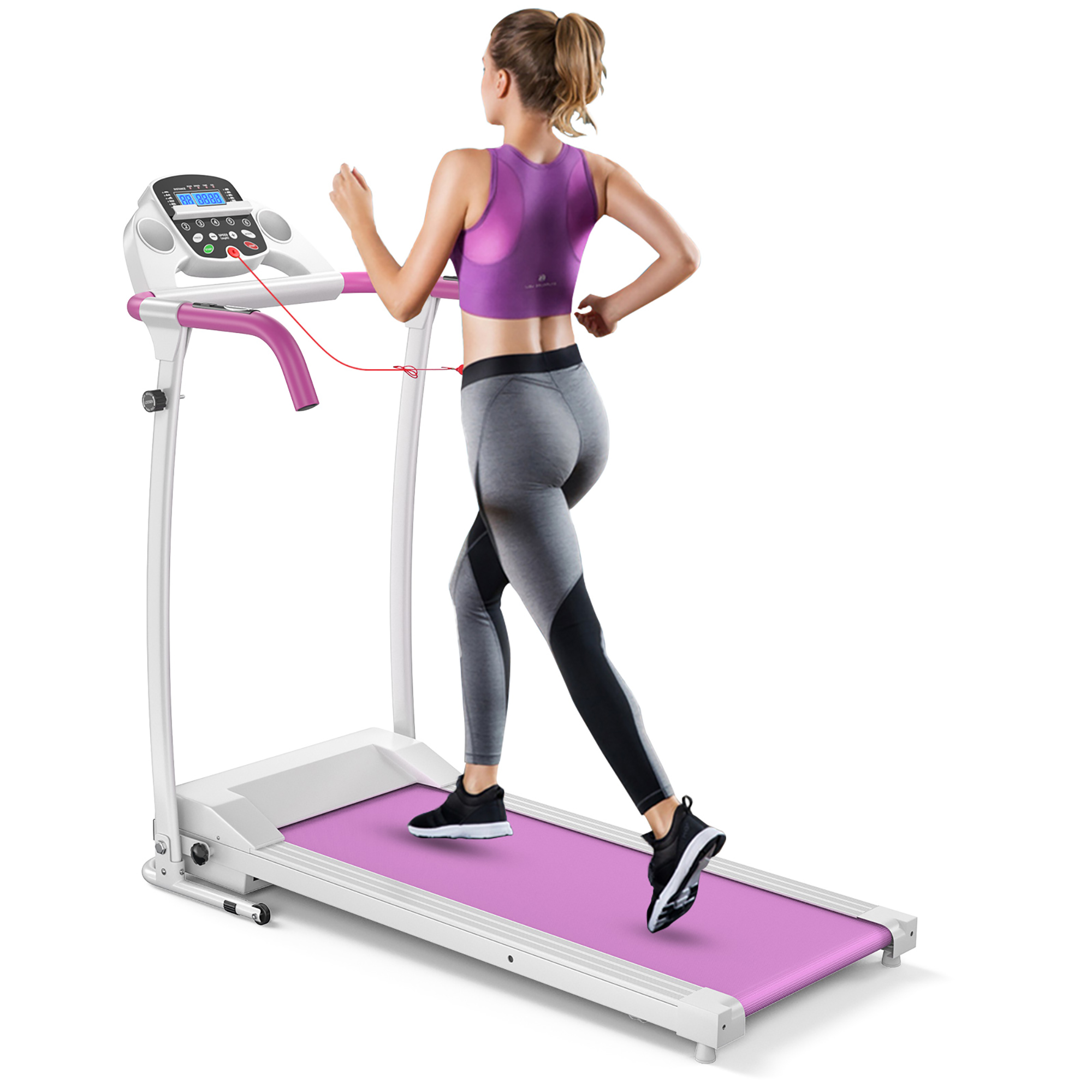 Goplus 1100W Compact Foldable Portable Treadmill for Home Gym with ...