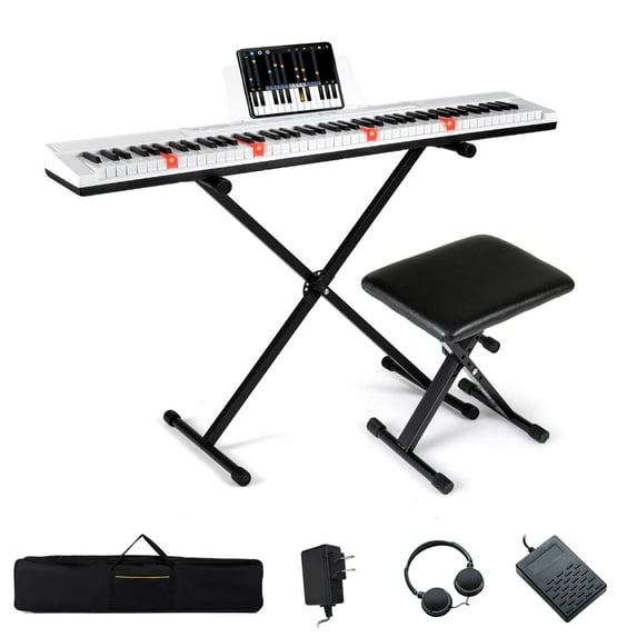 Costway 88-Key Electric Piano Keyboard with Adjustable Stand Stool ...