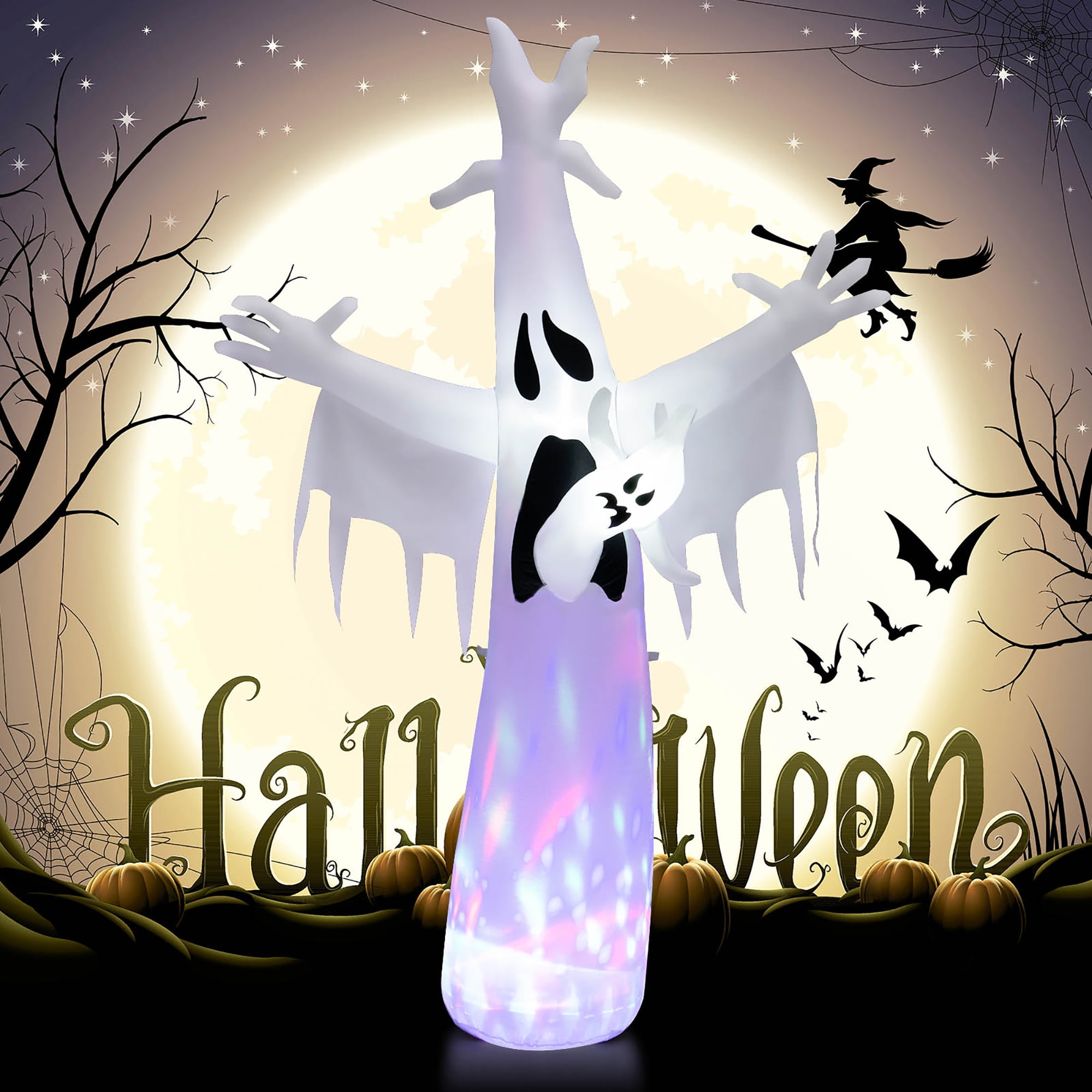 Costway 8FT Giant Halloween Inflatable Ghost Yard Decoration, Outdoor ...