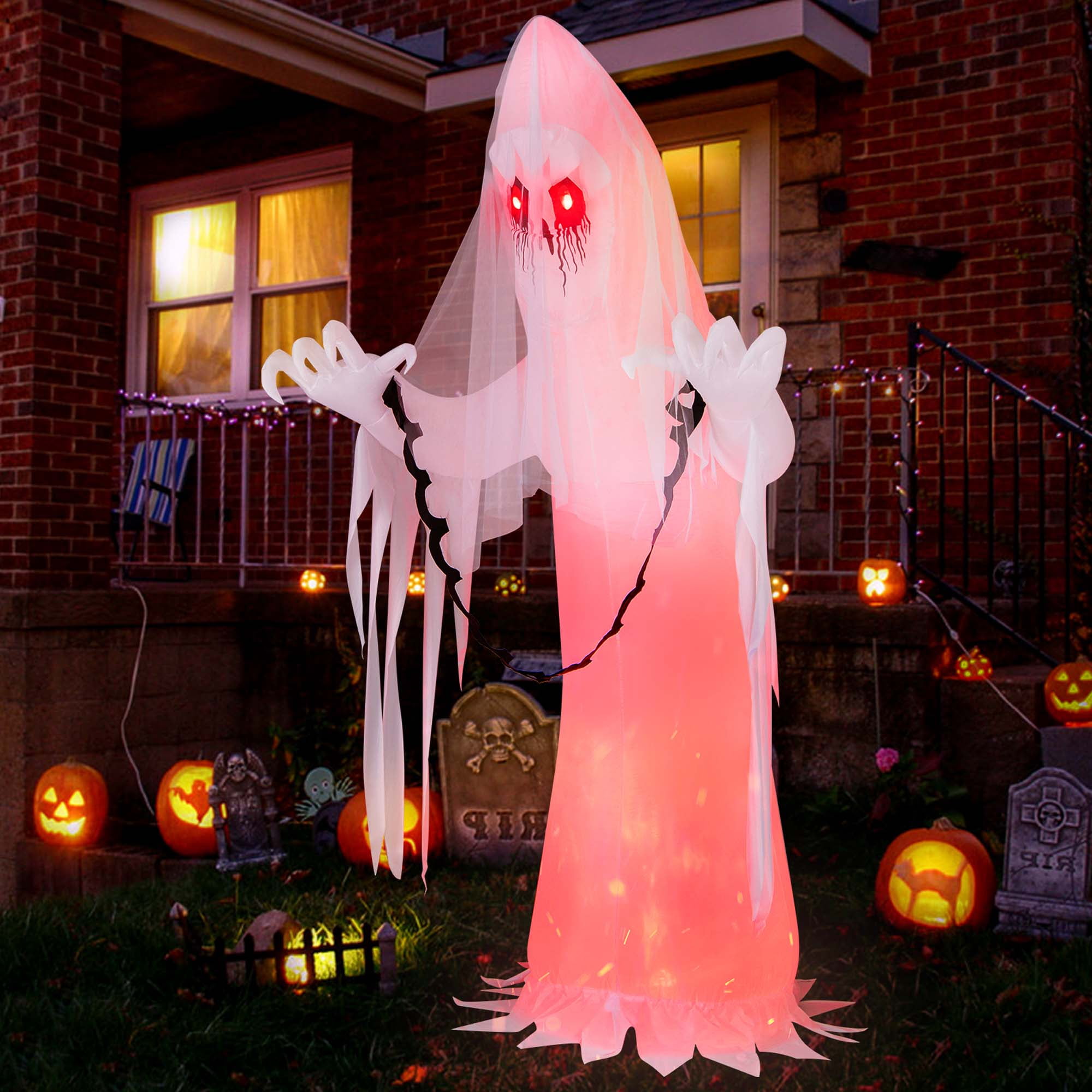 Costway 8ft Halloween Inflatable Ghost Bride, Spooky Yard Decoration ...