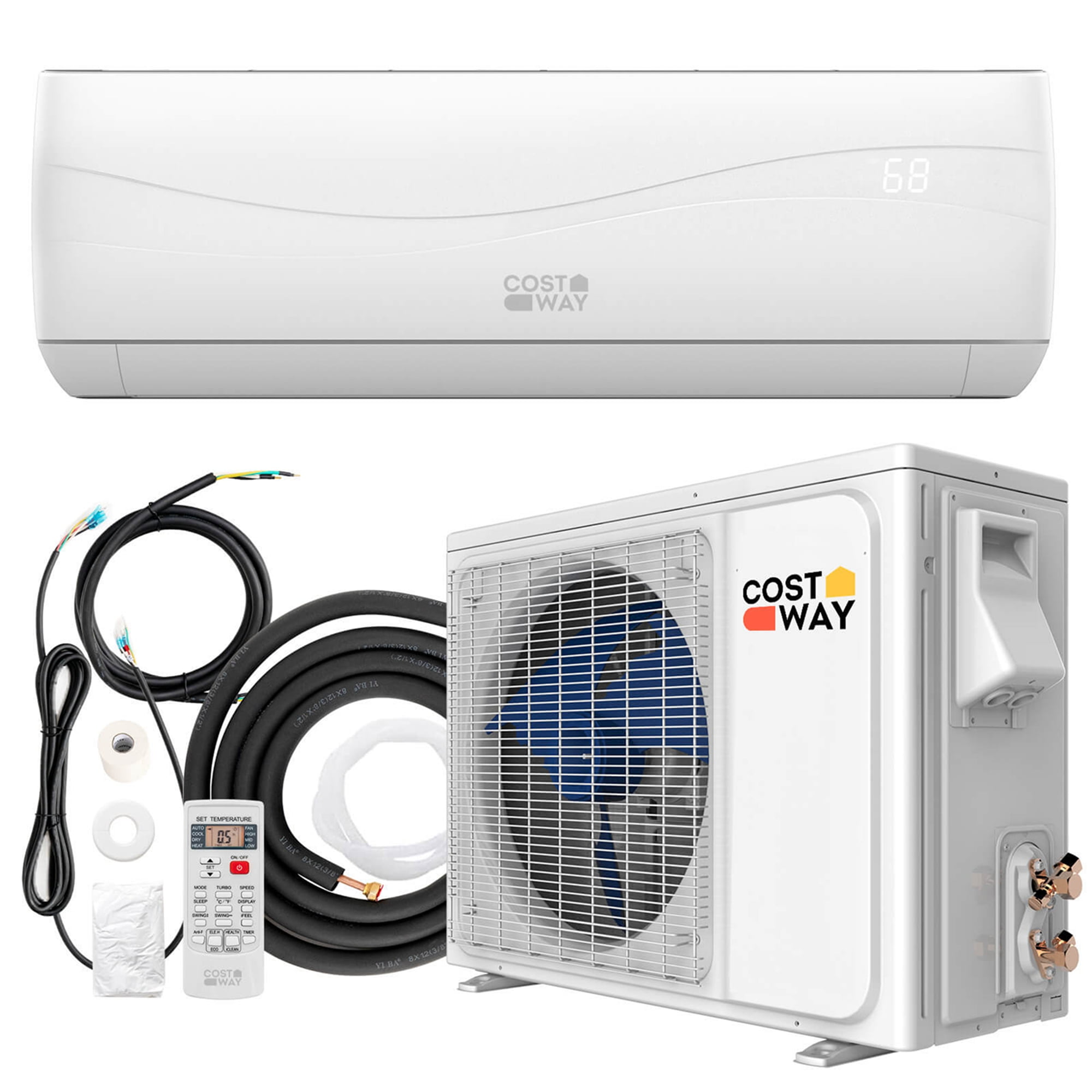 Costway 9000 BTU Split Air Conditioner and Heater Wall-Mounted Unit ...