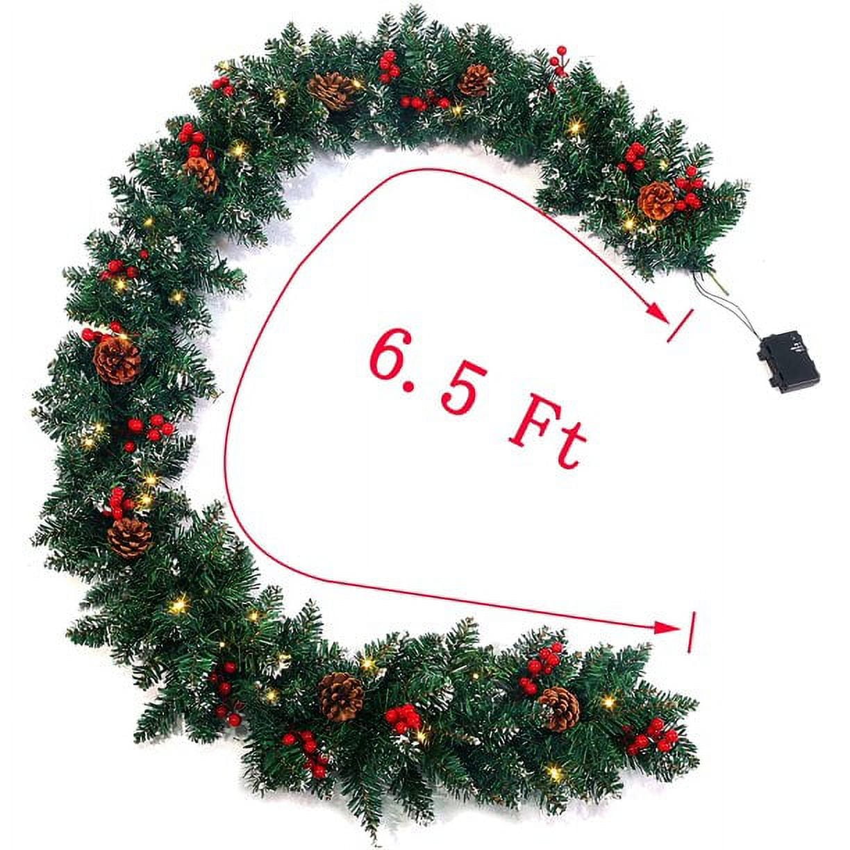 Costway 9Ft Pre-lit Artificial Christmas Garland Red Berries w/ 100 LED ...