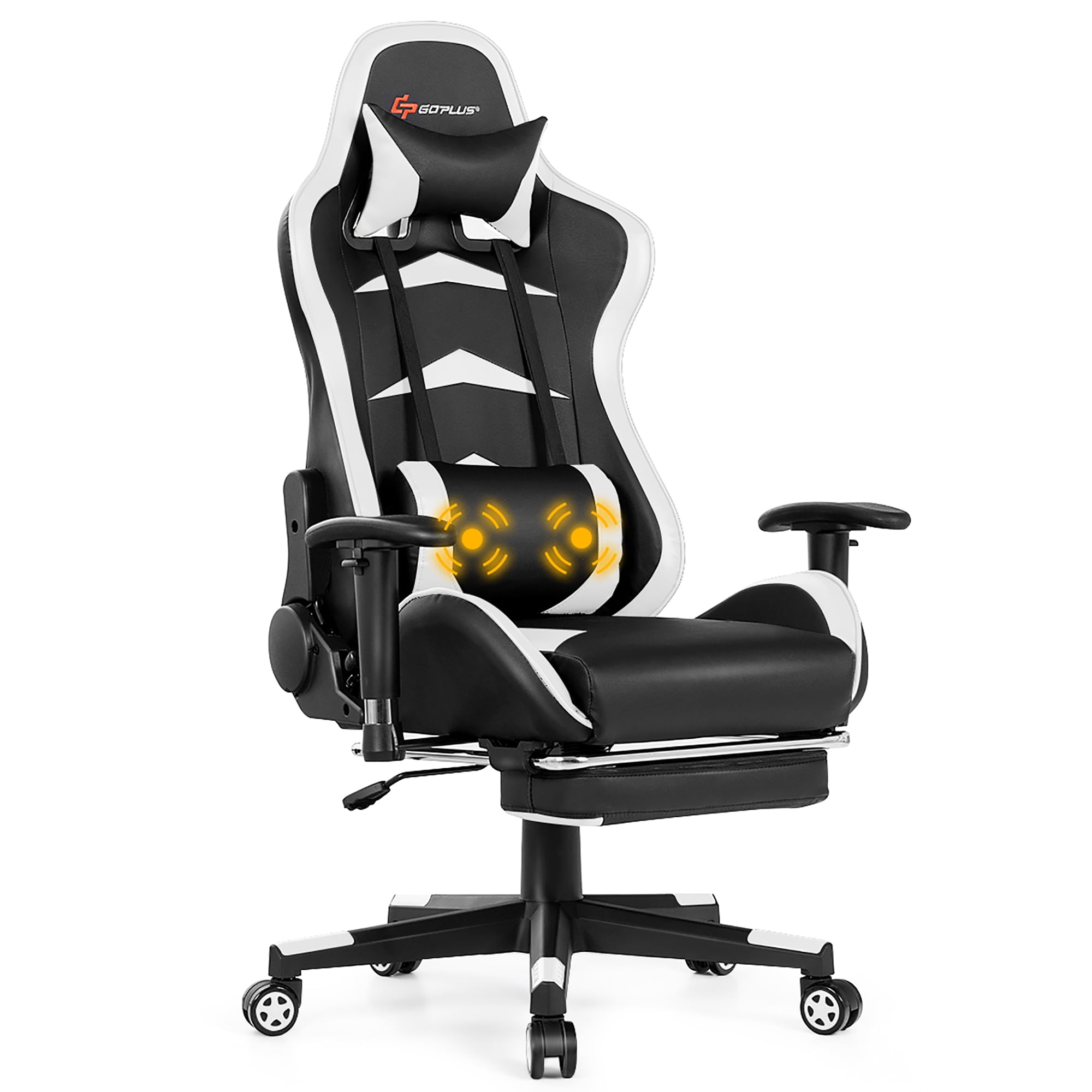 Costway Adjustable Swivel Gaming Chair, White - Perfect for Gamers ...