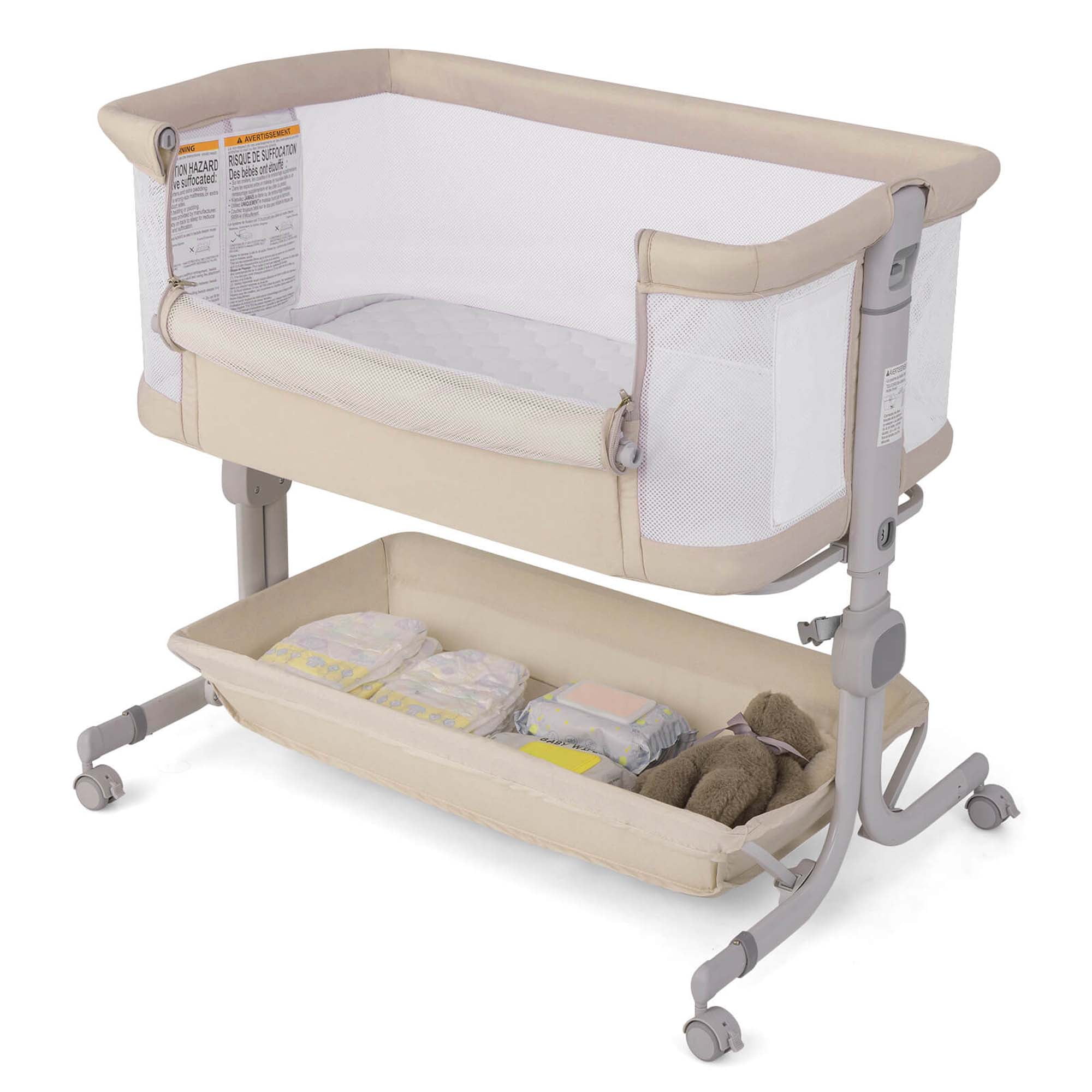 Costway Baby Bassinet Bedside Sleeper with 6-Level Adjustable Height ...