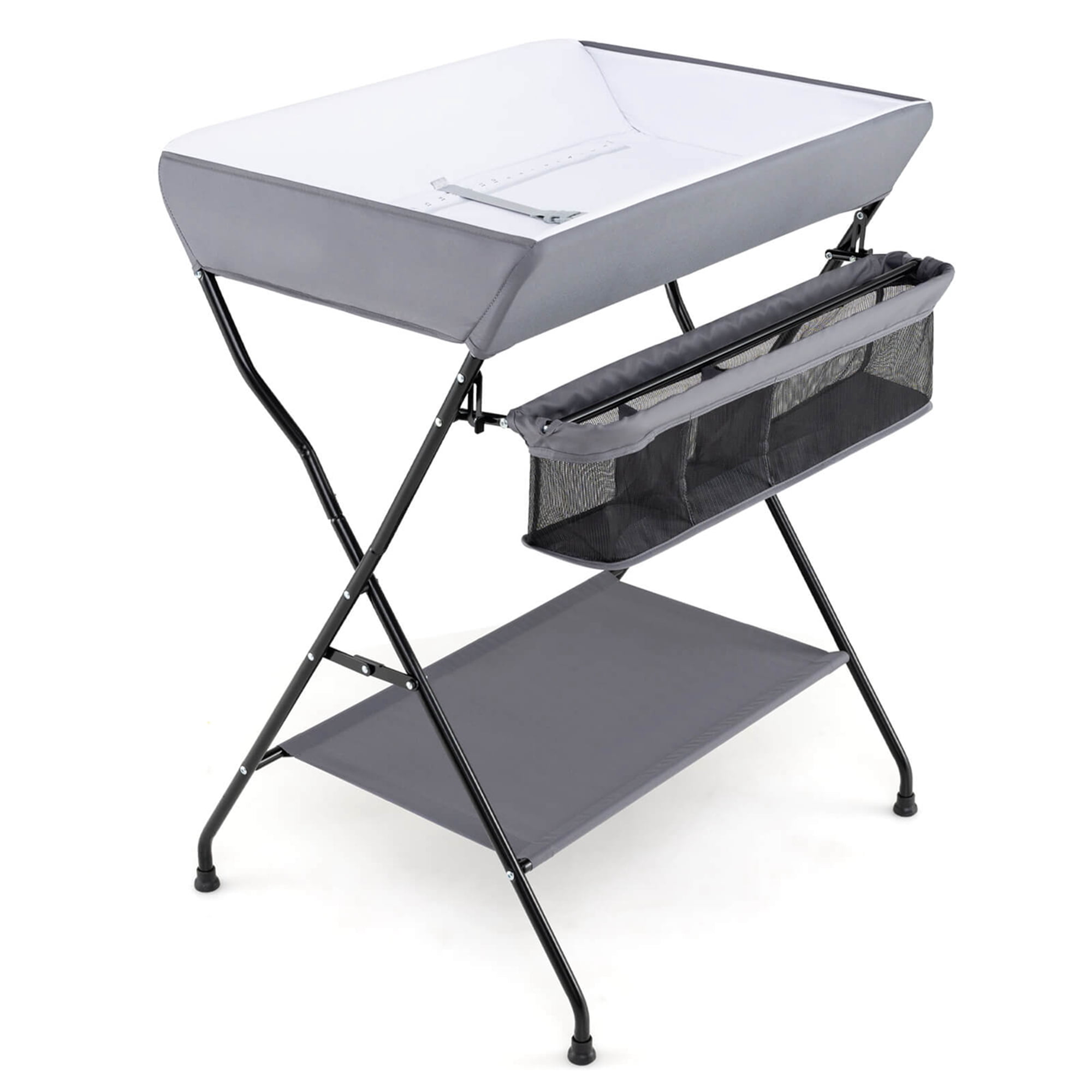 Costway Foldable Toddler's Top Baby Changing Table with Storage, Gray ...