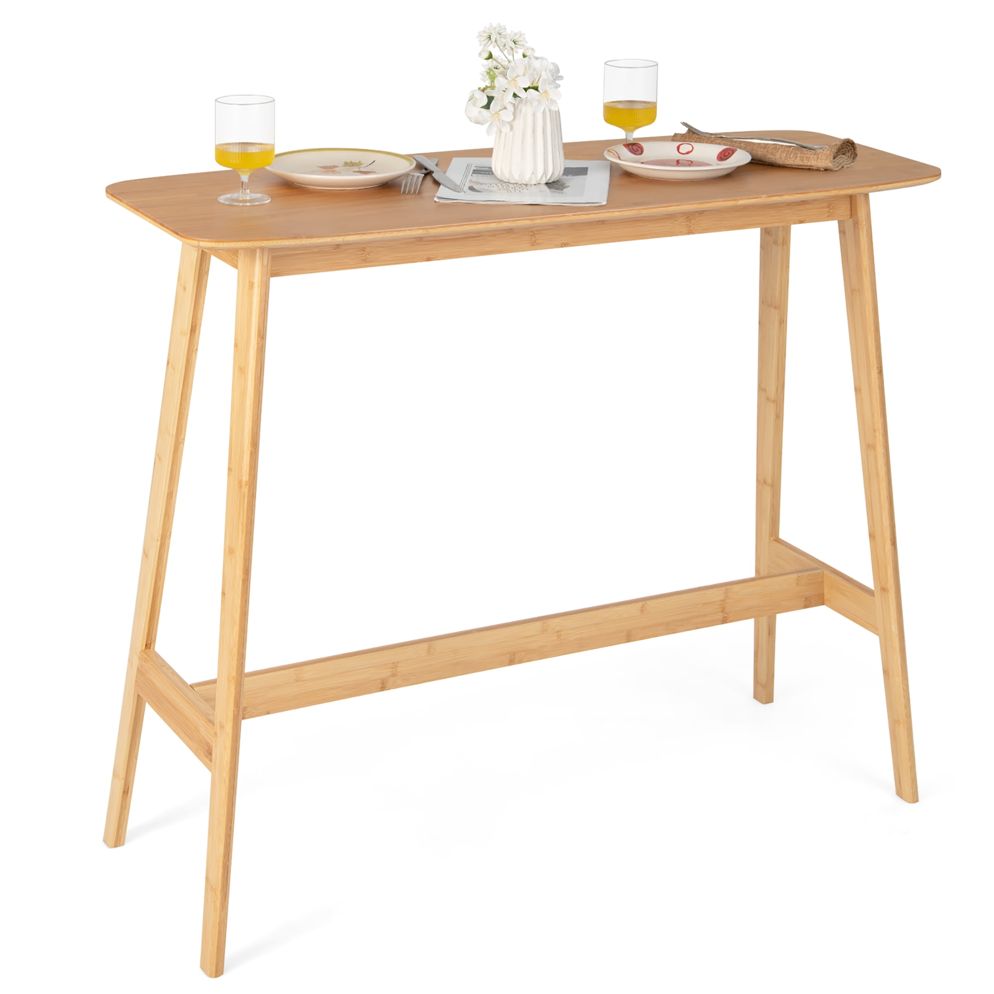Free Shipping! Costway Bamboo Bar Table 48'' High Top Free Shipping! Costway Bamboo Bar Table 48'' High Top