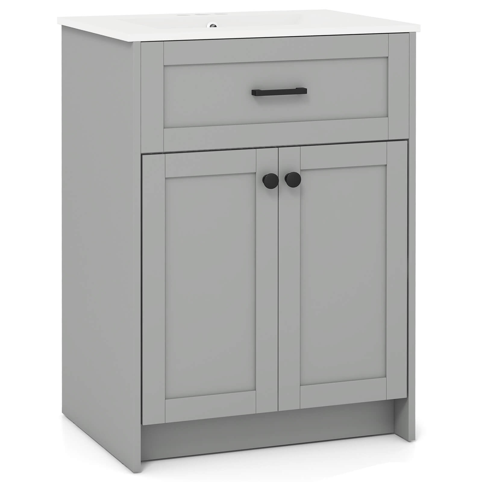 Costway Bathroom Vanity Unit with Basin Under Sink Bathroom Storage ...