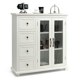 Costway White Buffet Sideboard, Kitchen Storage with Drawers, Doors ...