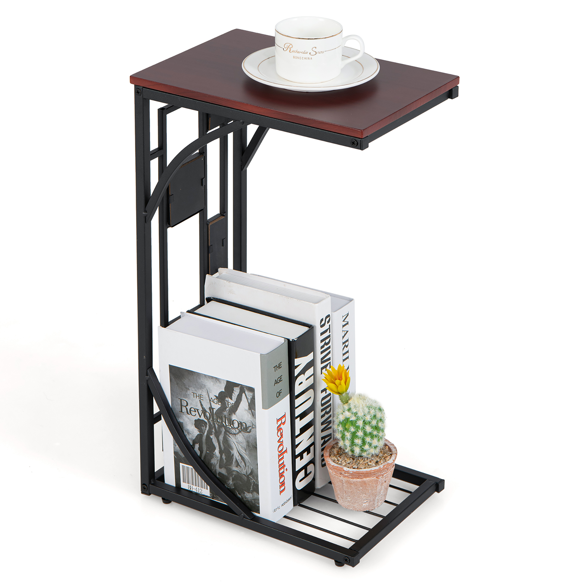 Costway C-Shaped Slim End Sofa Snack Side Table For Living Room Bedroom ...