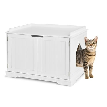 Best Choice Products Large Wooden Cat Litter Box Enclosure, Storage ...