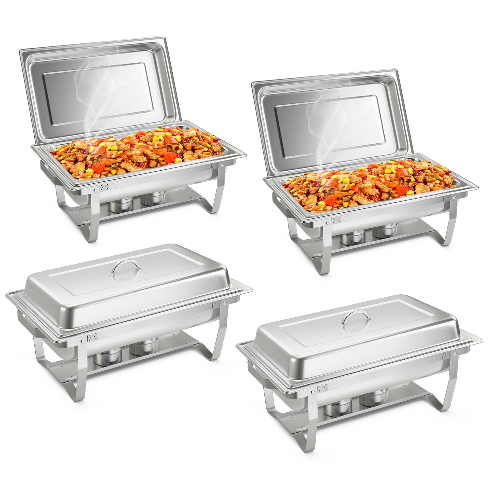 Costway Chafing Dish Buffet Set 4 Packs 9 QT Stainless Steel Chafers ...