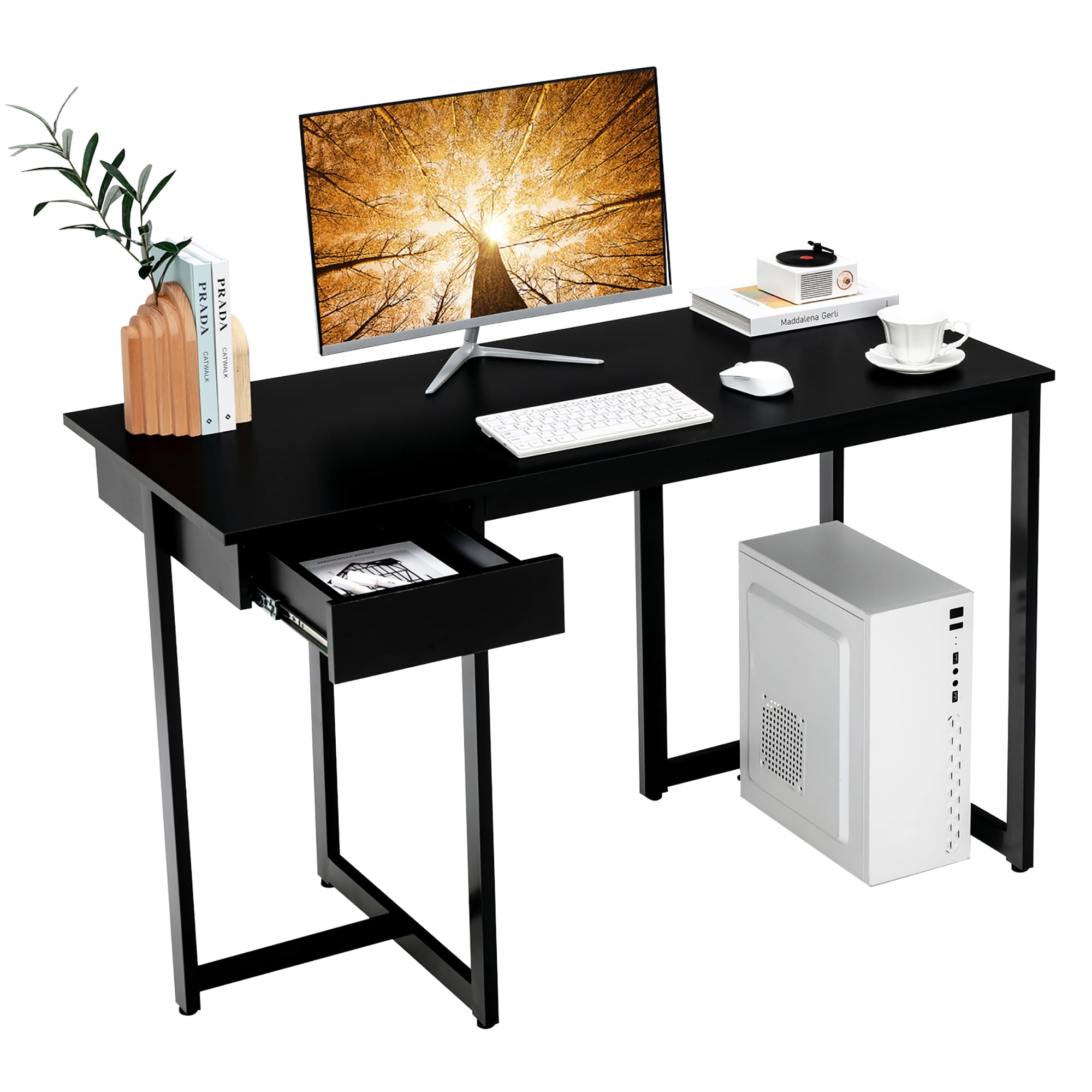 Costway Computer Desk for Home Office, Bedroom Gaming Table Workstation ...