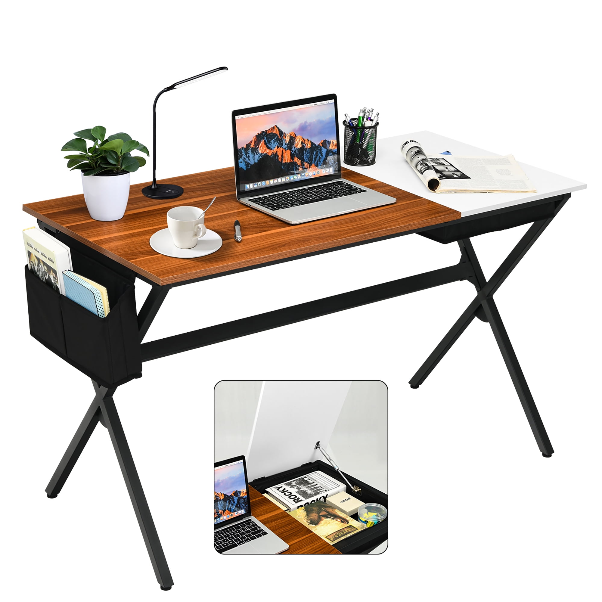 Costway Computer Desk Writing Study Laptop Table w/ Drawer for ADULT ...