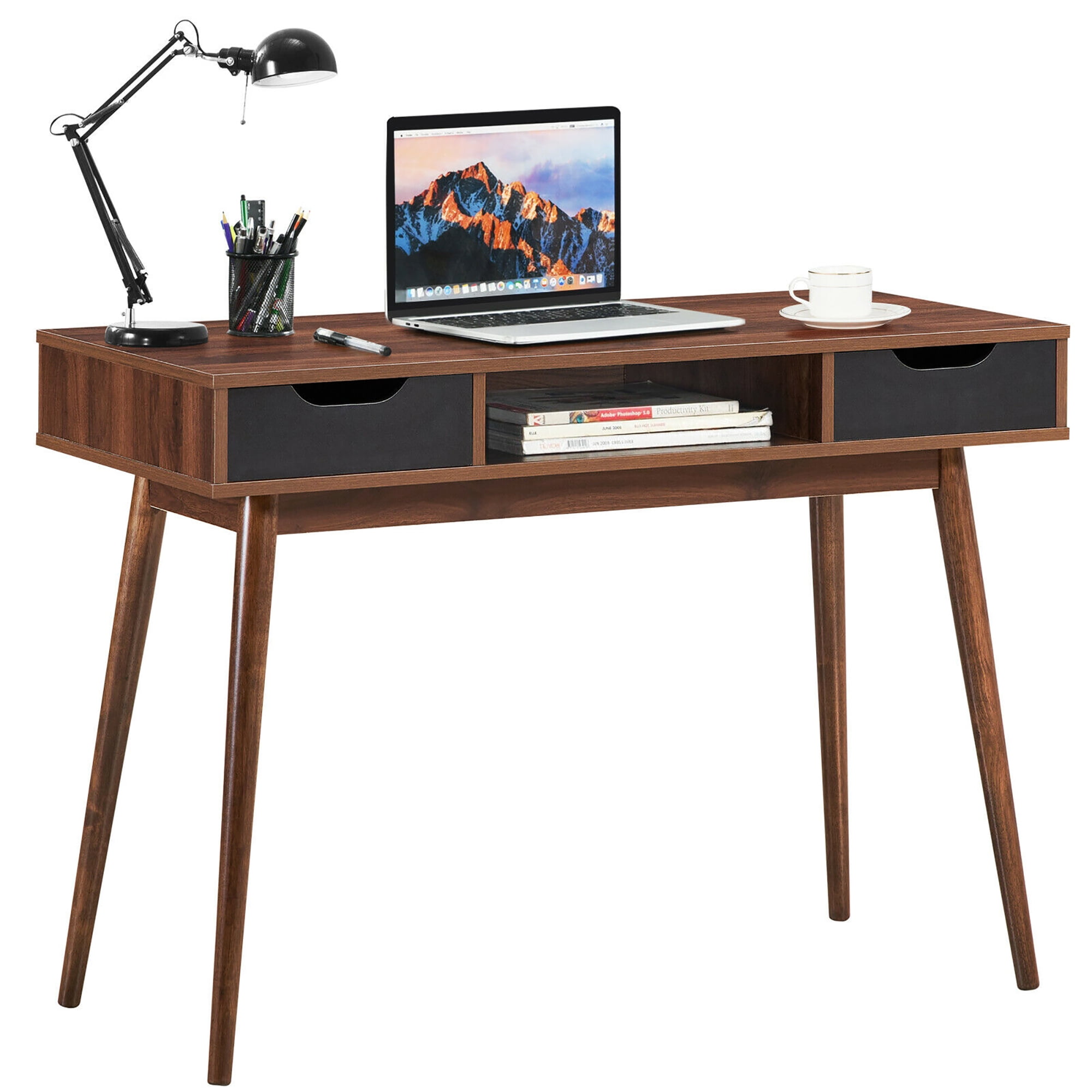 Costway Compact Desk, Computer/Writing Table with Drawers, PC ...