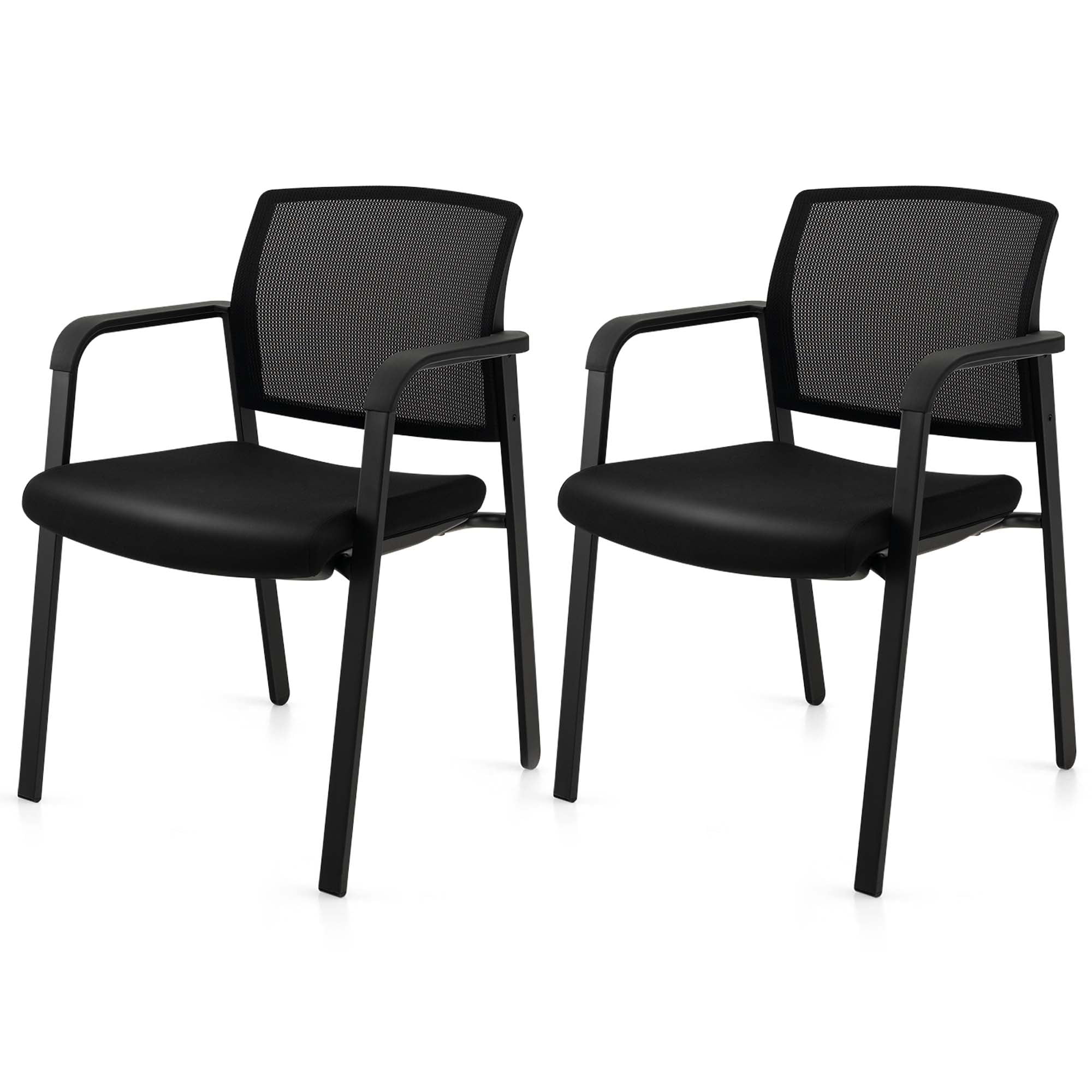 Costway Stackable Office Guest Mesh Chairs Set of 2 with Business Arms ...