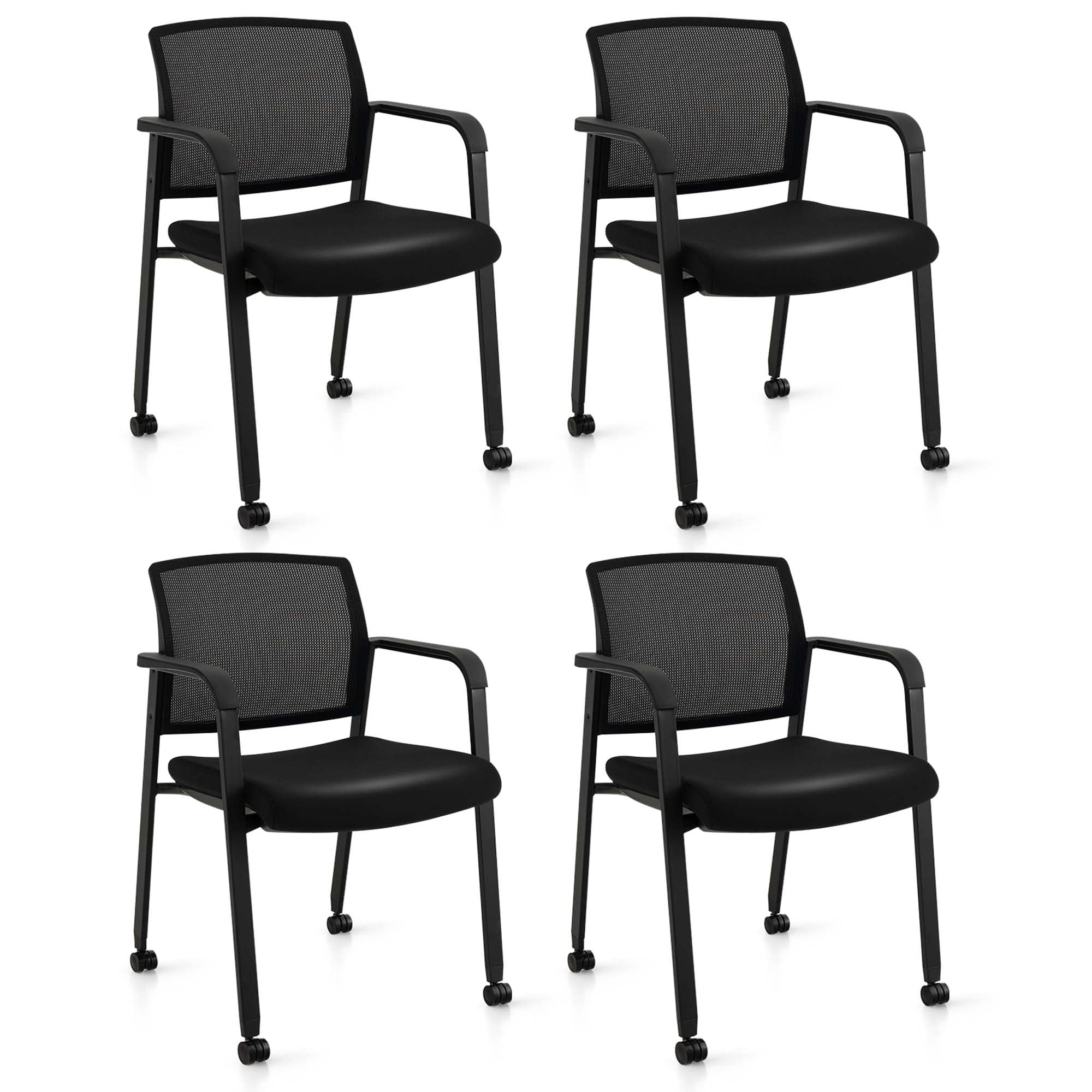 Costway Business Rolling Metal Back, Stackable Office Guest Mesh Chair ...
