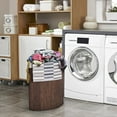 Costway, Corner Bamboo Hamper Laundry Basket, 14"x14"x23 5/8", Brown ...