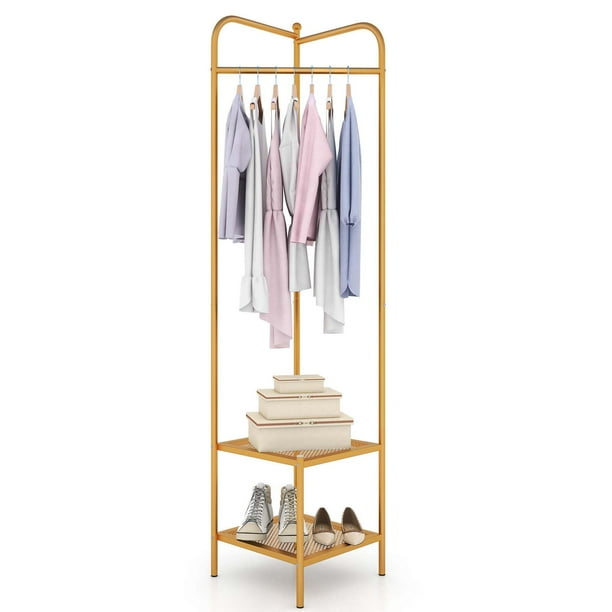 Costway Corner Coat Rack with Shelves Freestanding Hall Tree with Top ...