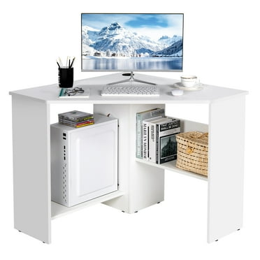 Costway Wooden Corner Desk With Drawer Computer PC Table Study Office ...