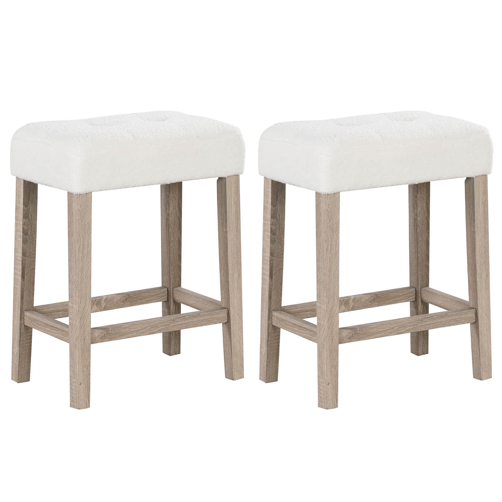 Costway Counter Height Bar Stools Set of 2 with Rubber Wood Legs ...