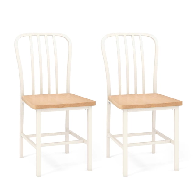 Costway Dining Chairs Set of 2 High Back Navy Chairs Metal Frame ...