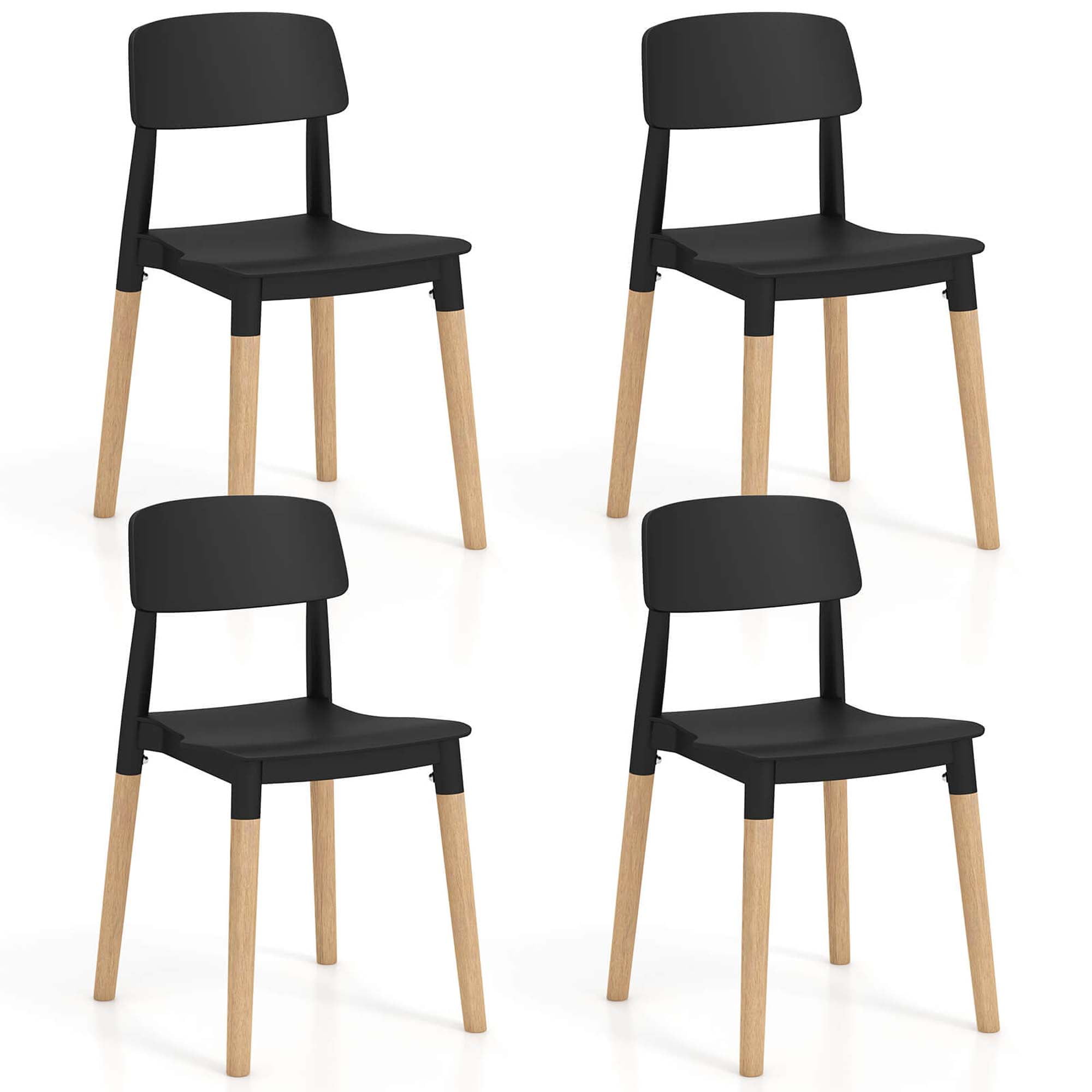 Costway Dining Side Chairs Set of 4 with Ergonomic Backrest Wide Seat ...