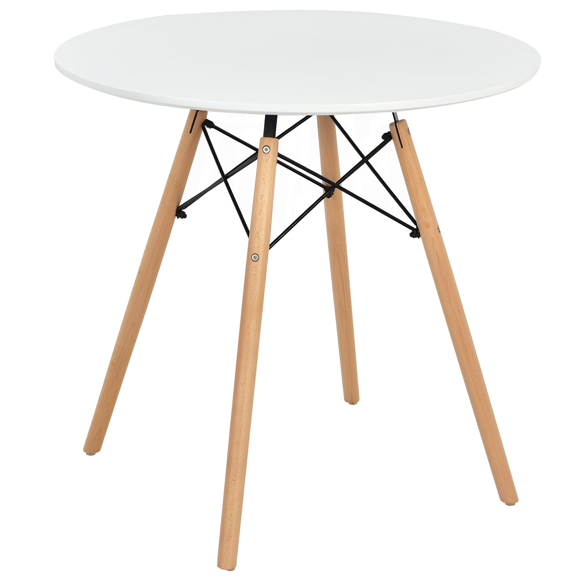 Costway Modern Round Dinner Table, 31.5'' White Dining Table with Solid ...