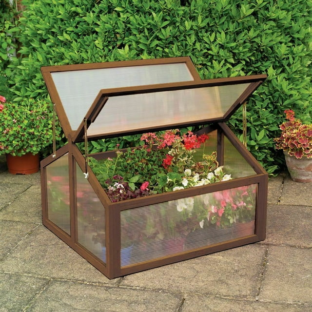 Costway Double Box Garden Wooden Green House Cold Frame Raised Plants ...