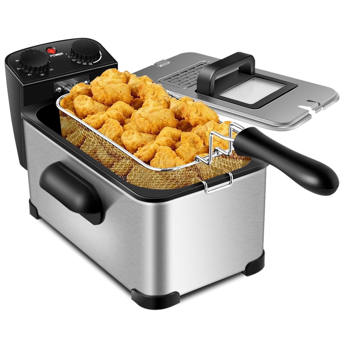 Costway 3.2 Quart Big Cool Indoor Self-cleaning Electric Deep Fryer ...