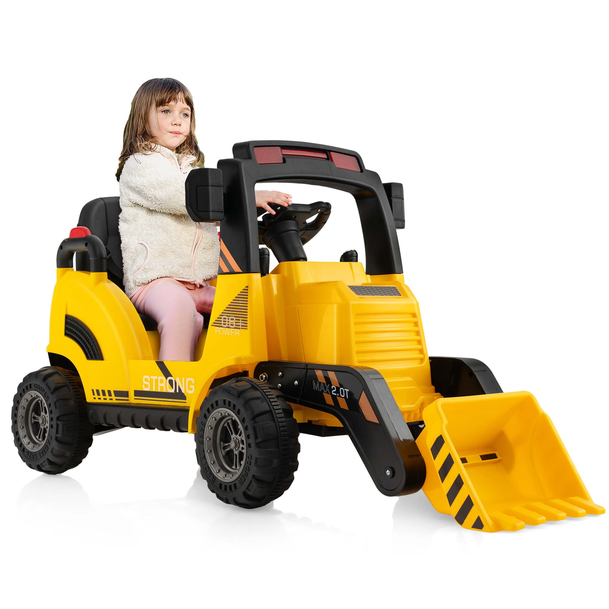 Costway 12V Battery Powered Kids Ride On Excavator Toy with Horn ...