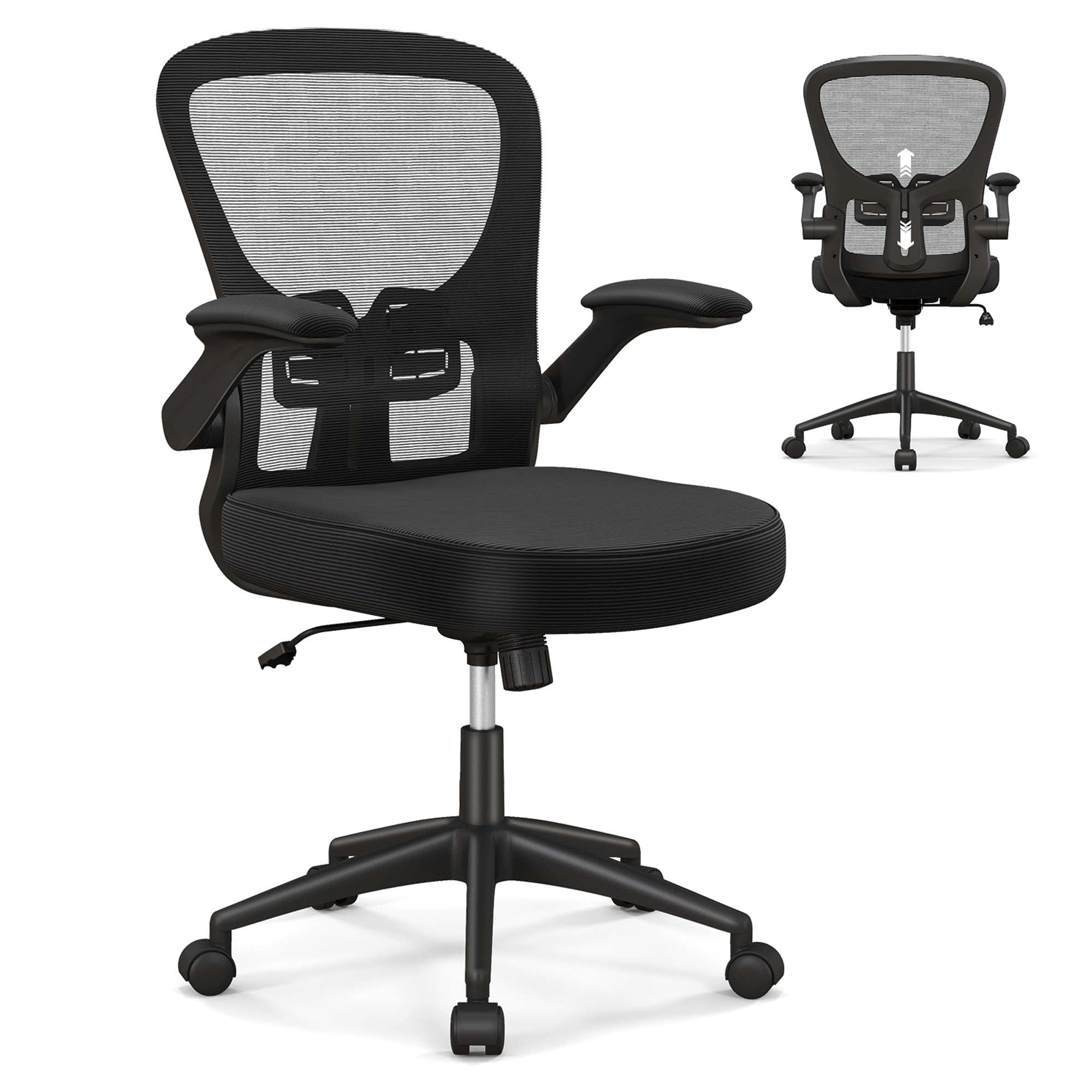 Costway Ergonomic Office Chair with Flip-Up Armrests Rocking Backrest ...