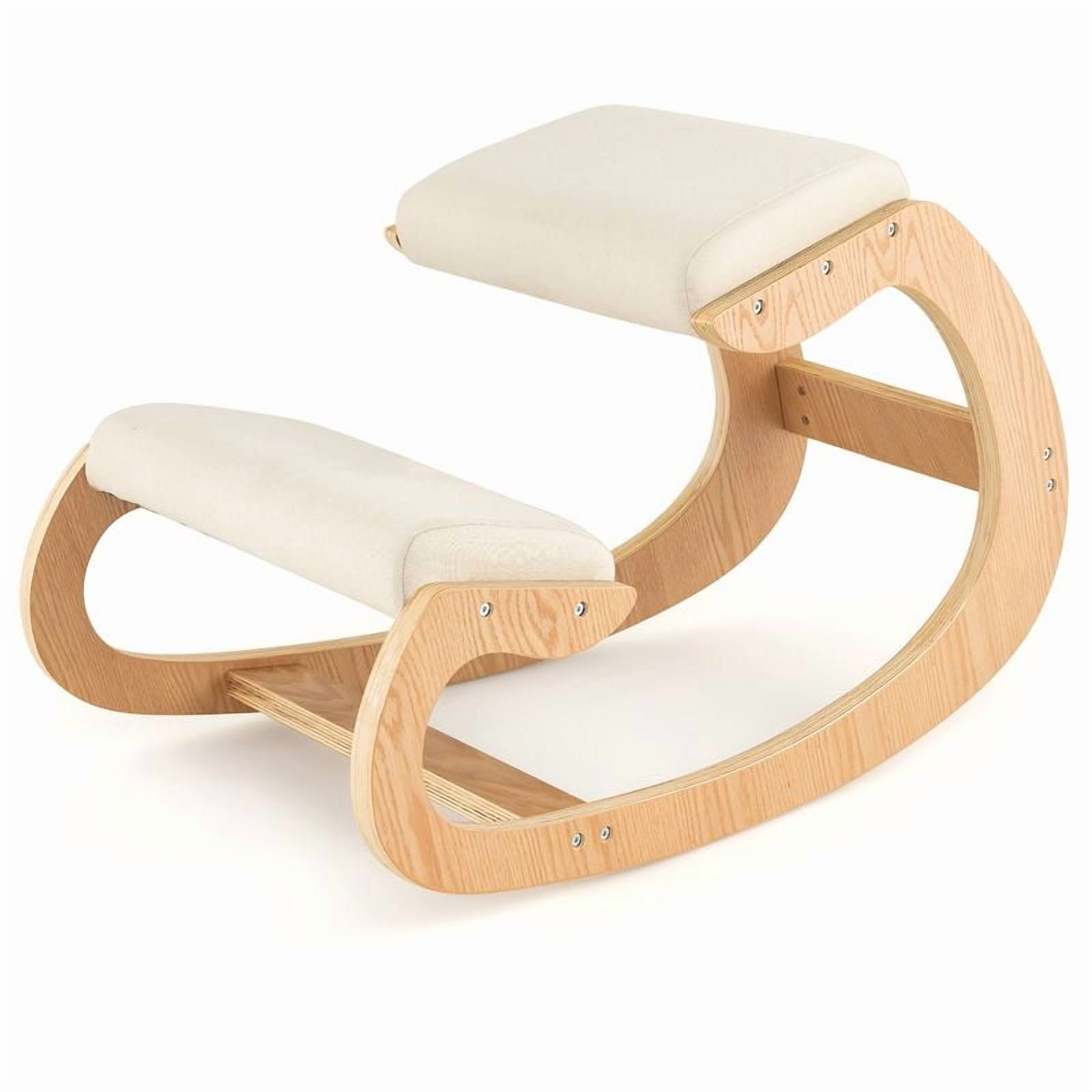 Costway Ernomic Kneeling Chair Wooden Rocking Chair with Comfortale ...