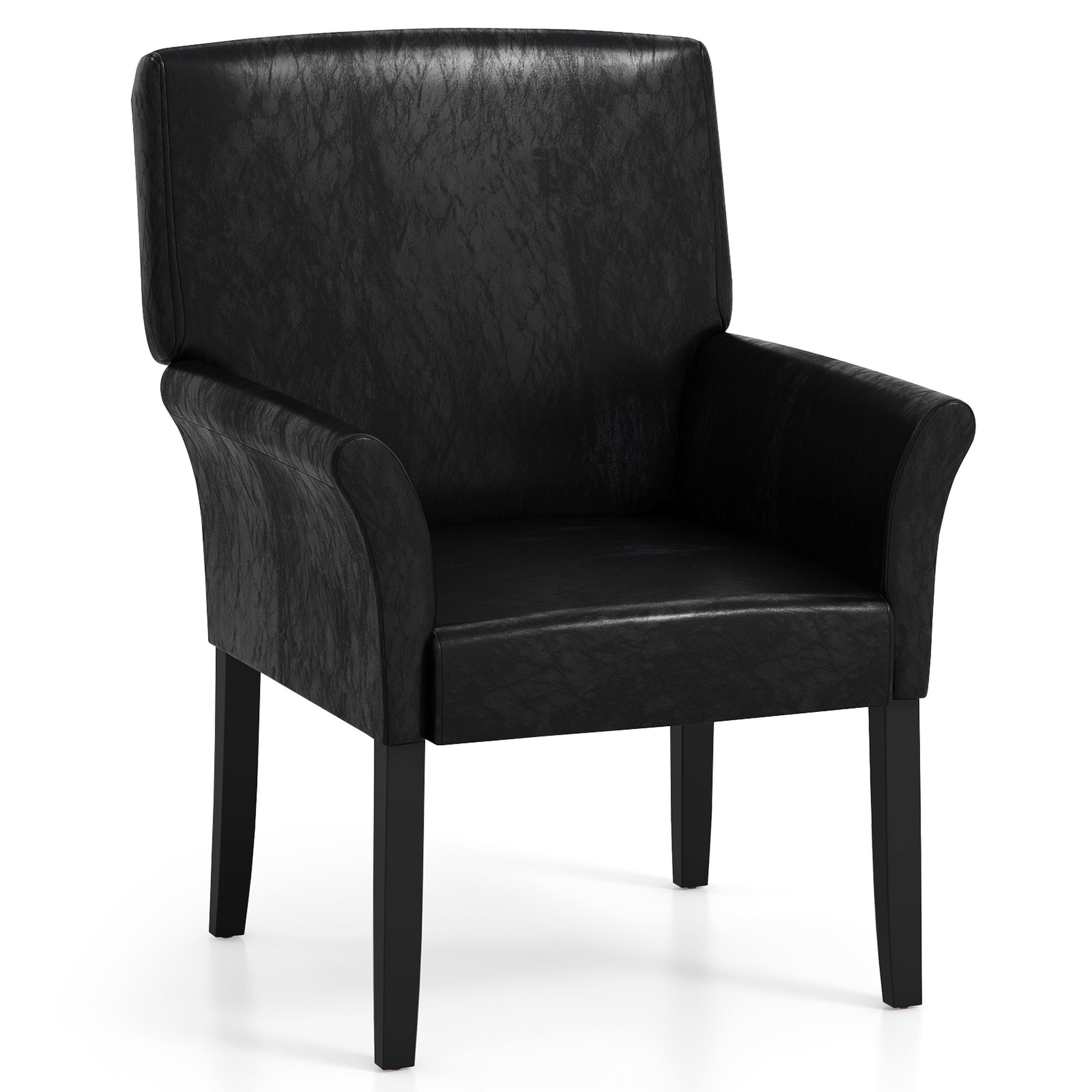 Costway Executive PU Leather Guest Chair Reception Side Arm Chair ...
