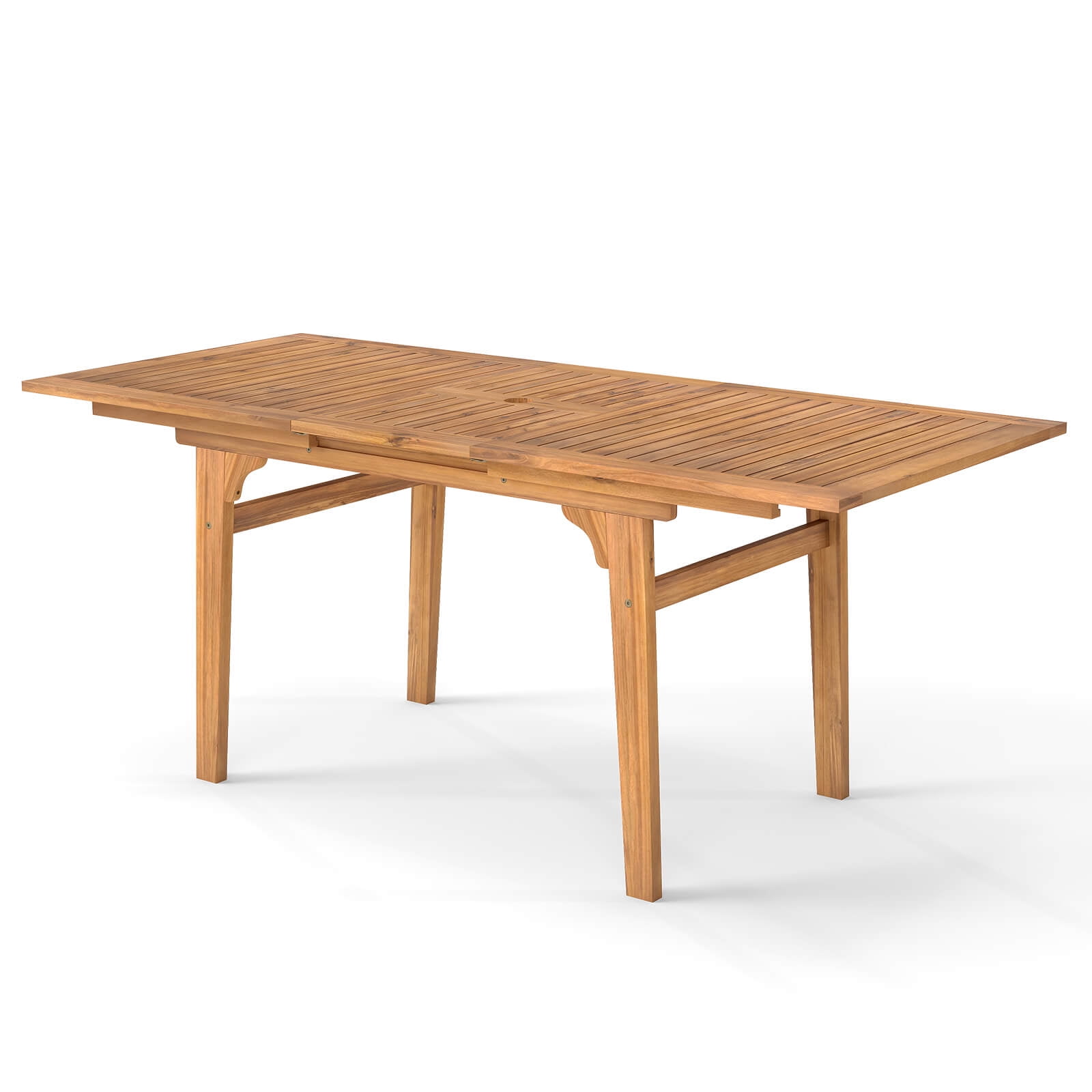 Costway Expandable Outdoor Dining Table 55"-71" Acacia Wood Patio Table ...