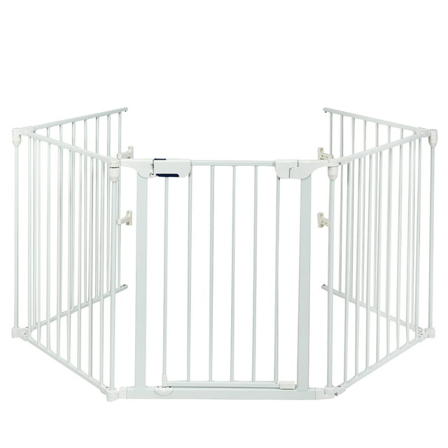 Costway 5-Panel Pet Safety Fence with Lockable Door, Portable ...