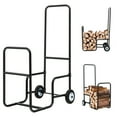 Costway Firewood Log Carrier Storage Rack with Wheels for Outdoor Use ...