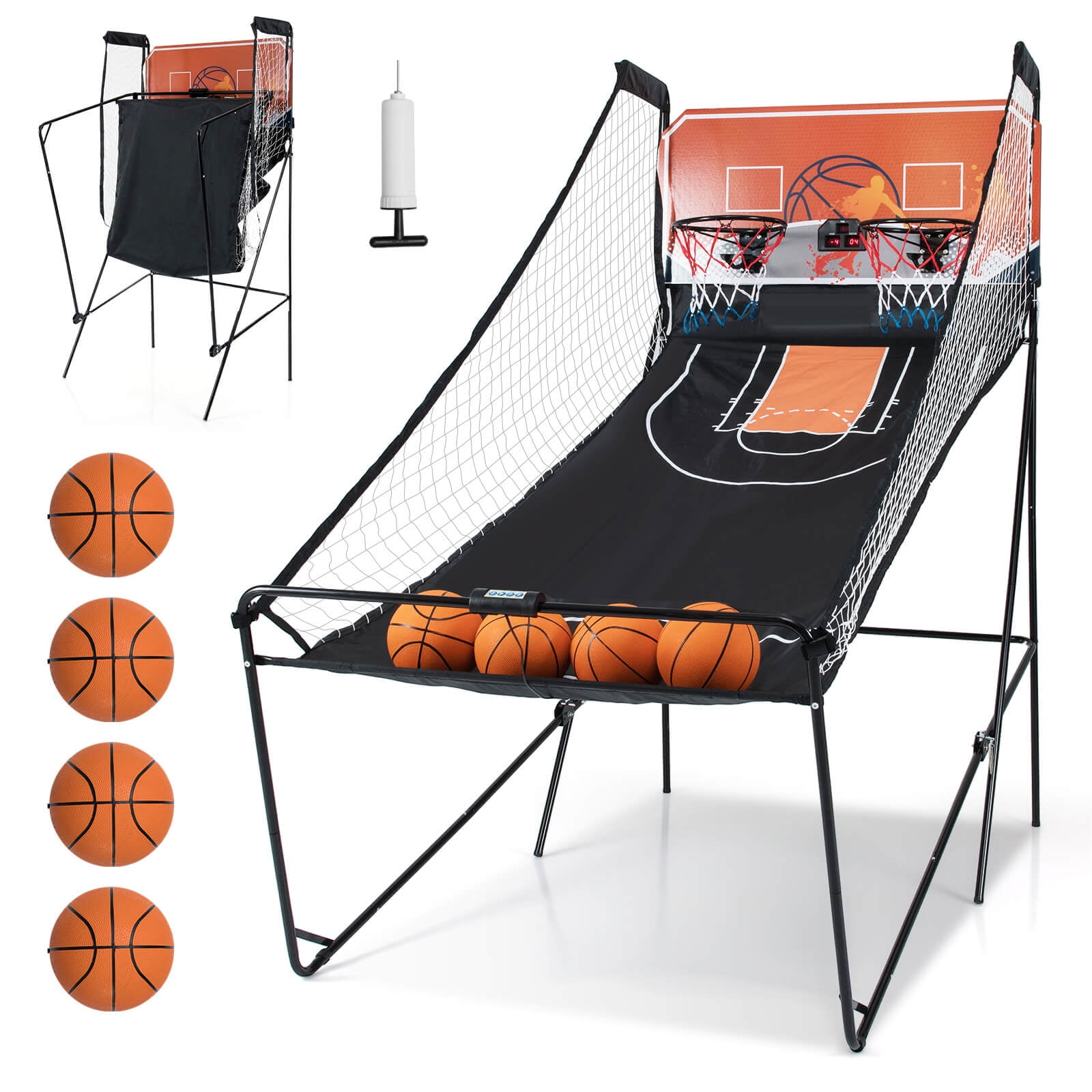 Costway Foldable Basketball Arcade Game with 8 Modes & Electronic ...