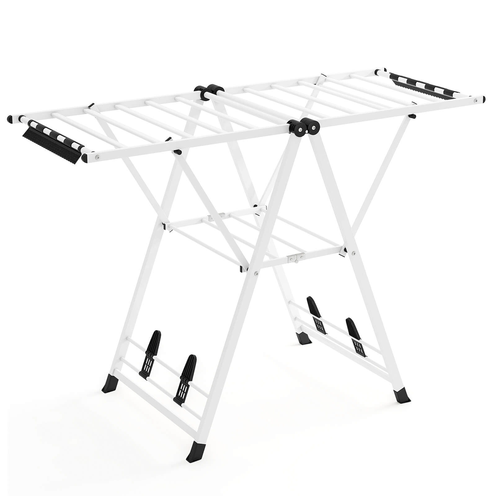 Costway Foldable Metal Laundry Drying Rack with Height Adjustable Wings ...