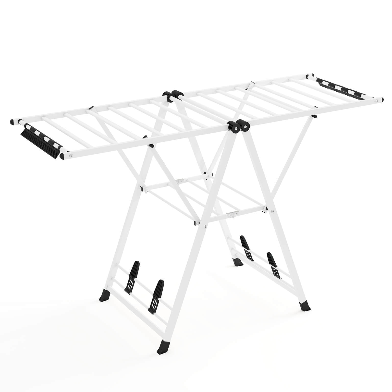 Costway Foldable Metal Laundry Drying Rack with Height Adjustable Wings ...