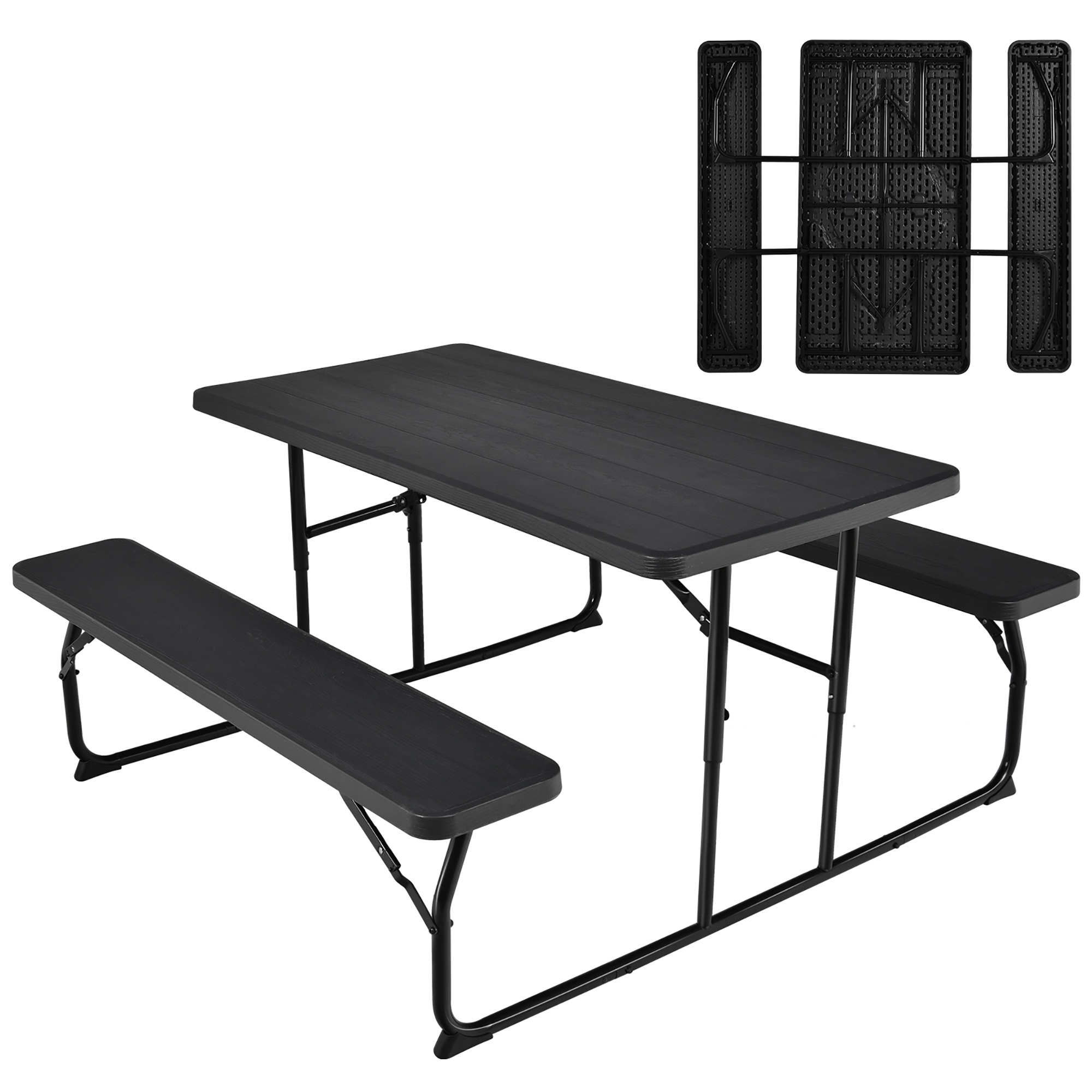 Outsunny 6' Wooden Outdoor Folding Patio Camping Picnic Table Set with ...