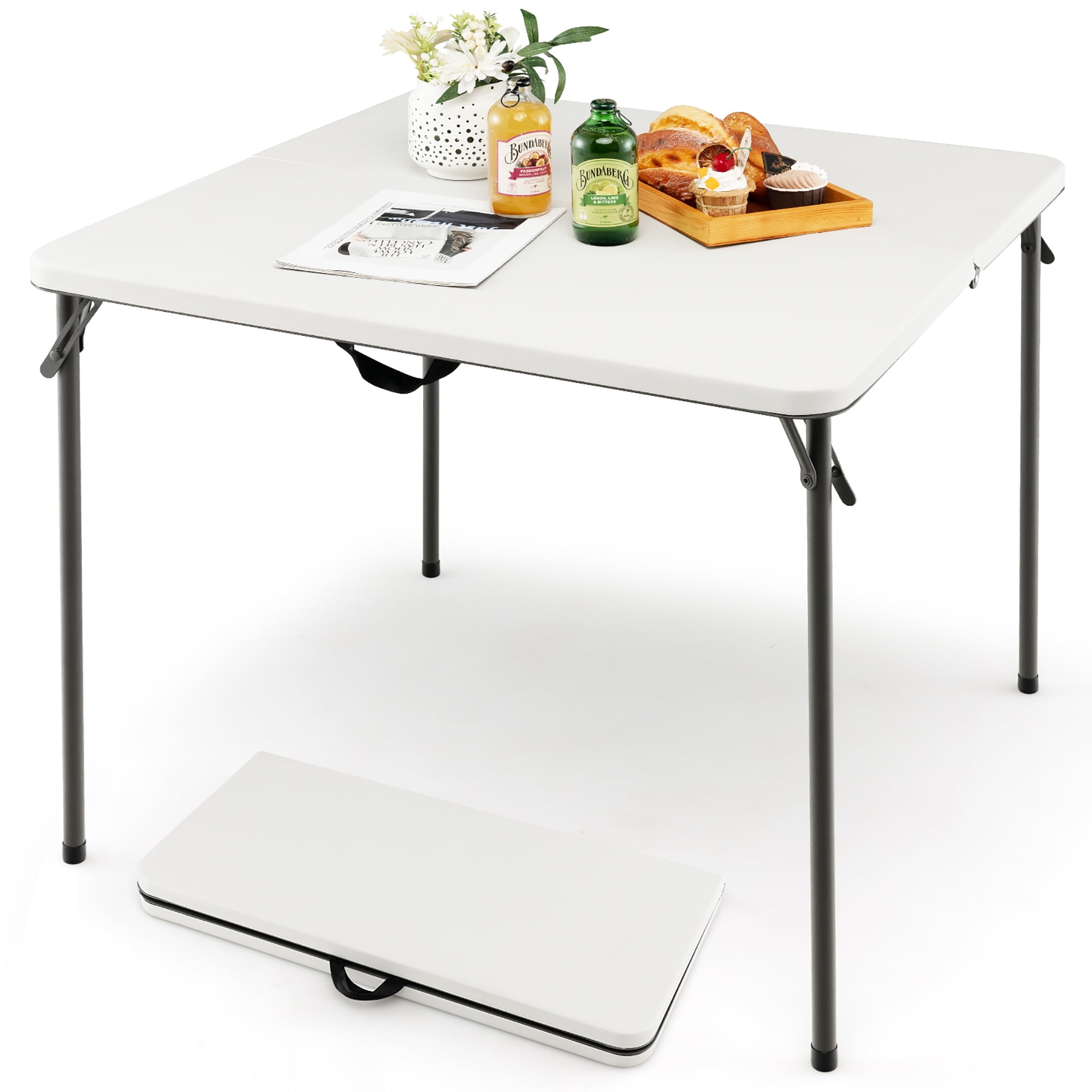 Costway Folding Camping Table Portable HDPE Outdoor Picnic Dining Table ...