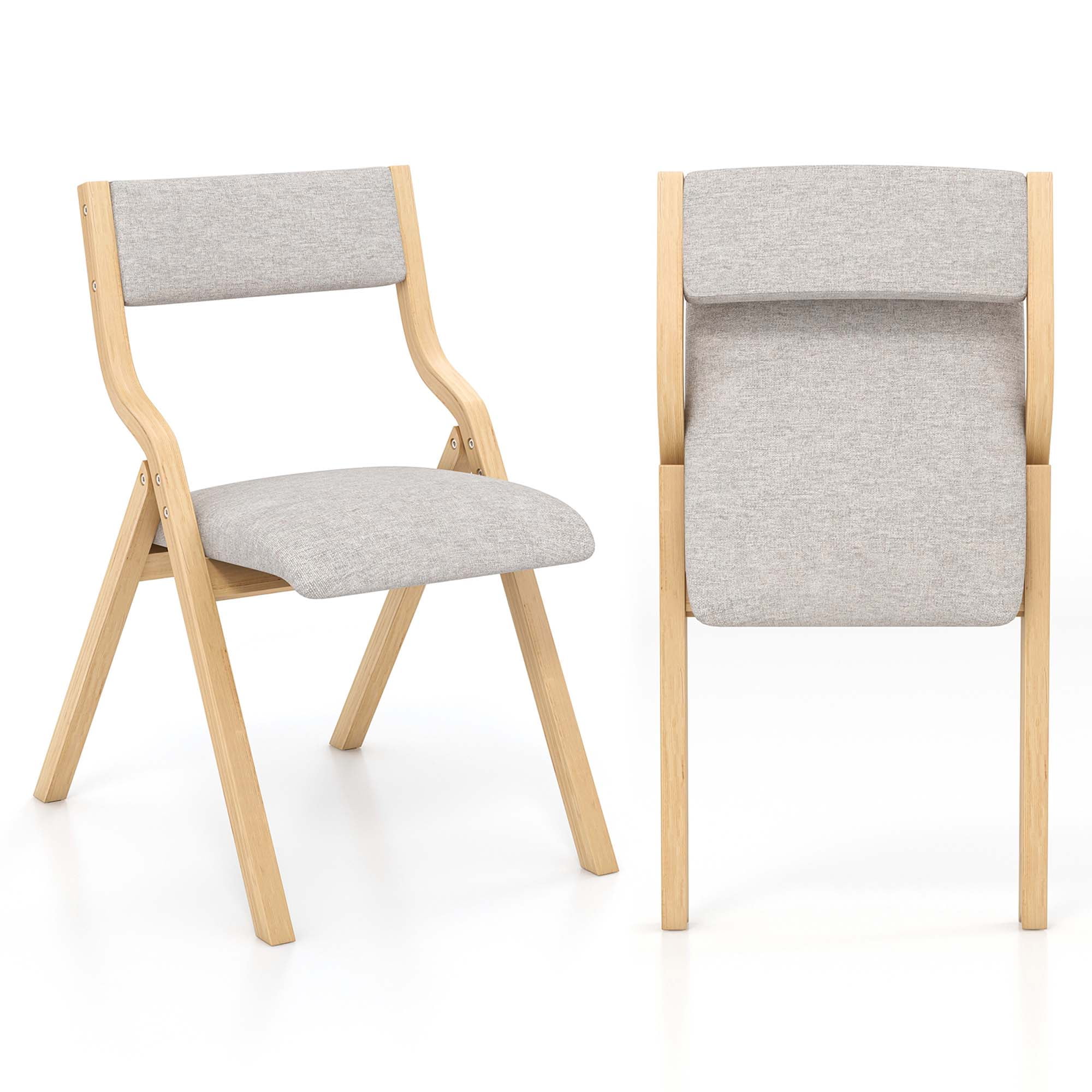 Costway Pair of Sturdy Folding Dining Chairs for Kitchen Room, Small ...
