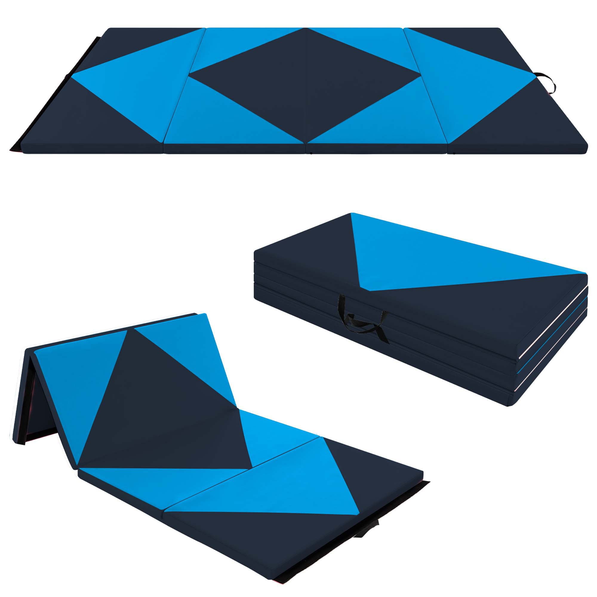 Costway Folding Gymnastics Mat, 8' x 4' x 2'', PU Leather, EPE Foam ...