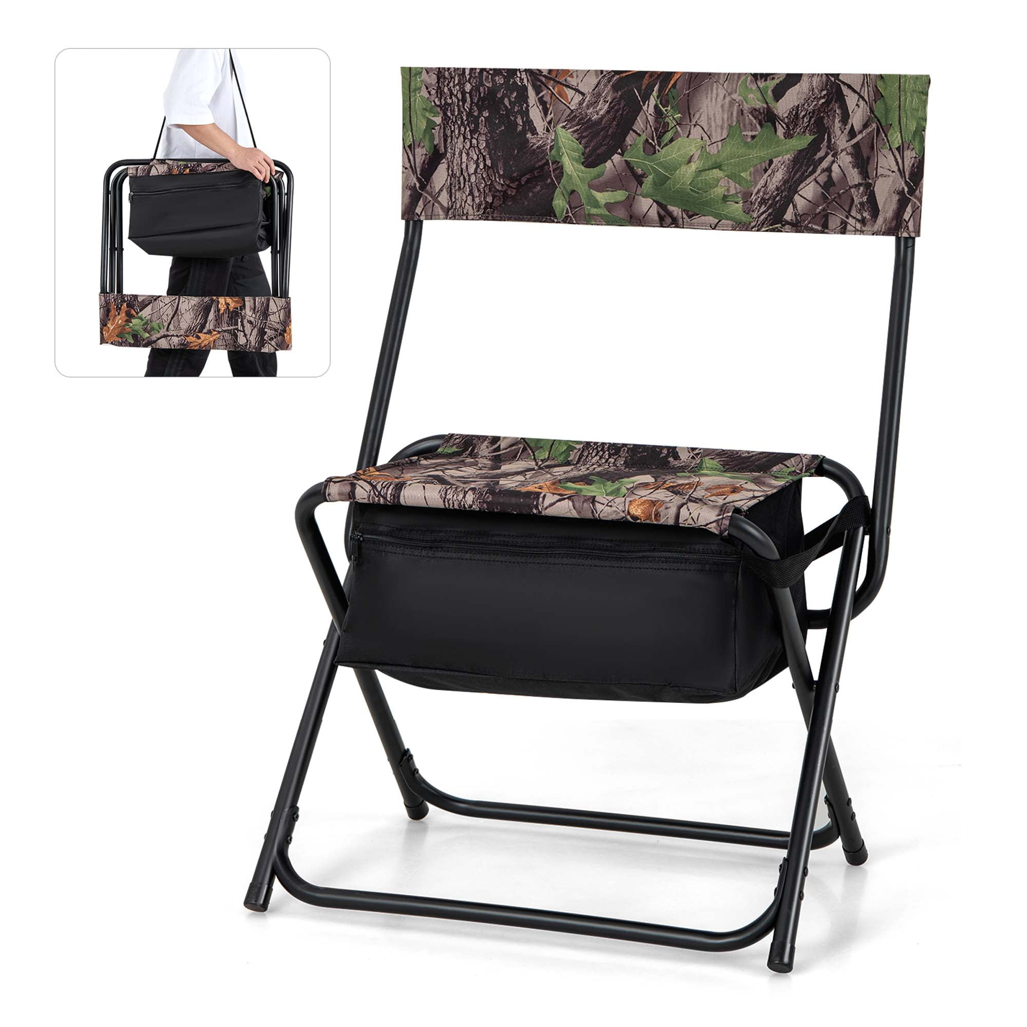 Costway Heavy Duty Camouflage Folding Hunting Chair, Outdoor Shooting ...
