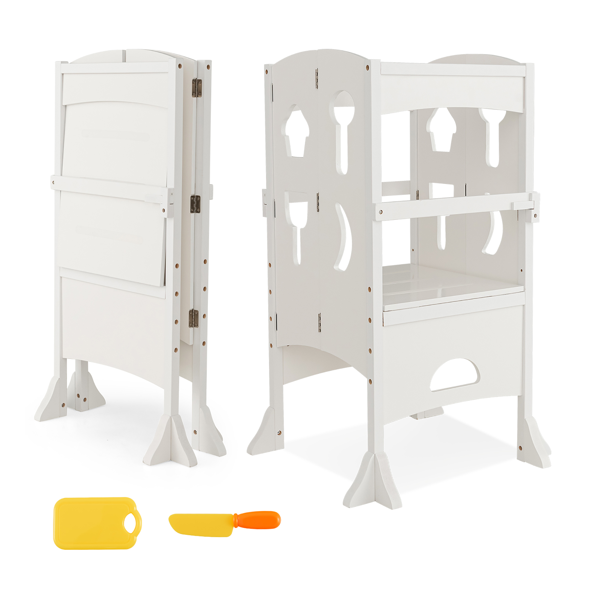 Costway Learning Wooden Step Stool for Children, Toddler Kitchen Stand ...