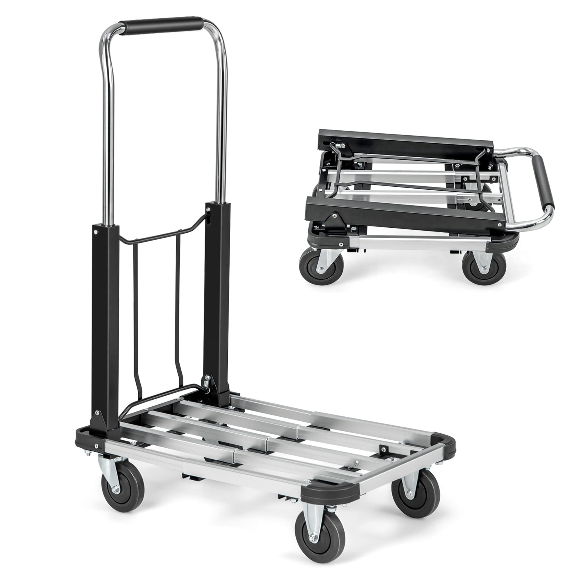 Costway Heavy-Duty Folding Dolly, 330LBS Platform Truck with Adjustable ...