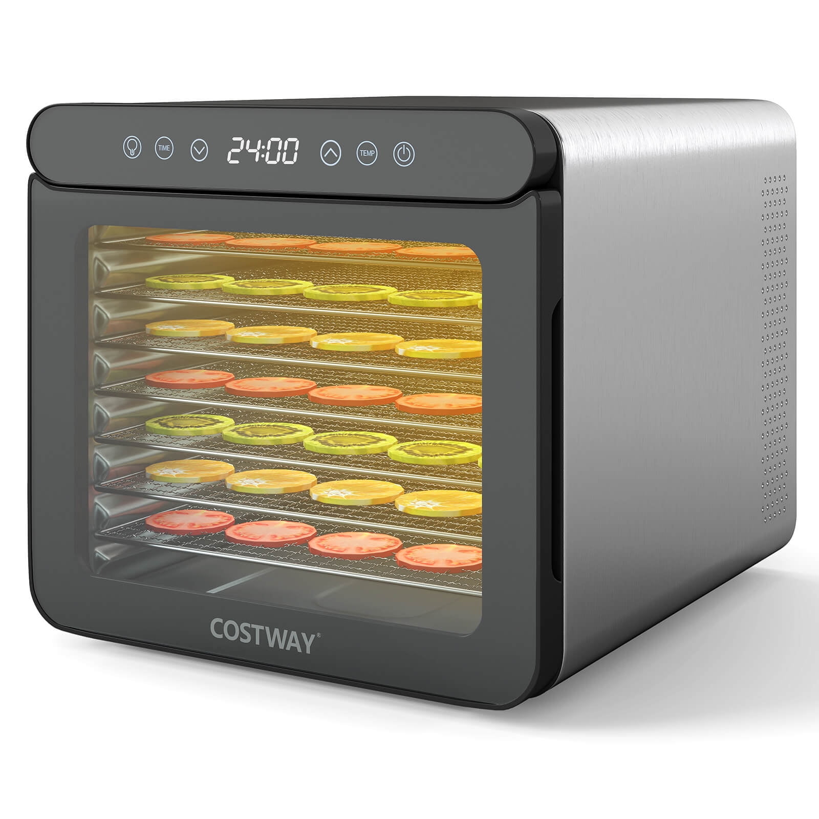 Costway Food Dehydrator 7 Stainless Steel Trays Dryer with 1-24H Timer ...
