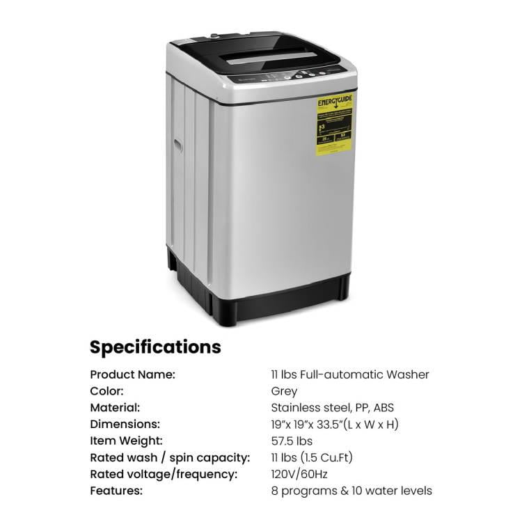 Costway - Full-Automatic Laundry Washing Machine with Drain Pump ...