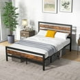 Costway Full Industrial Metal Platform Bed Frame Rustic Headboard ...