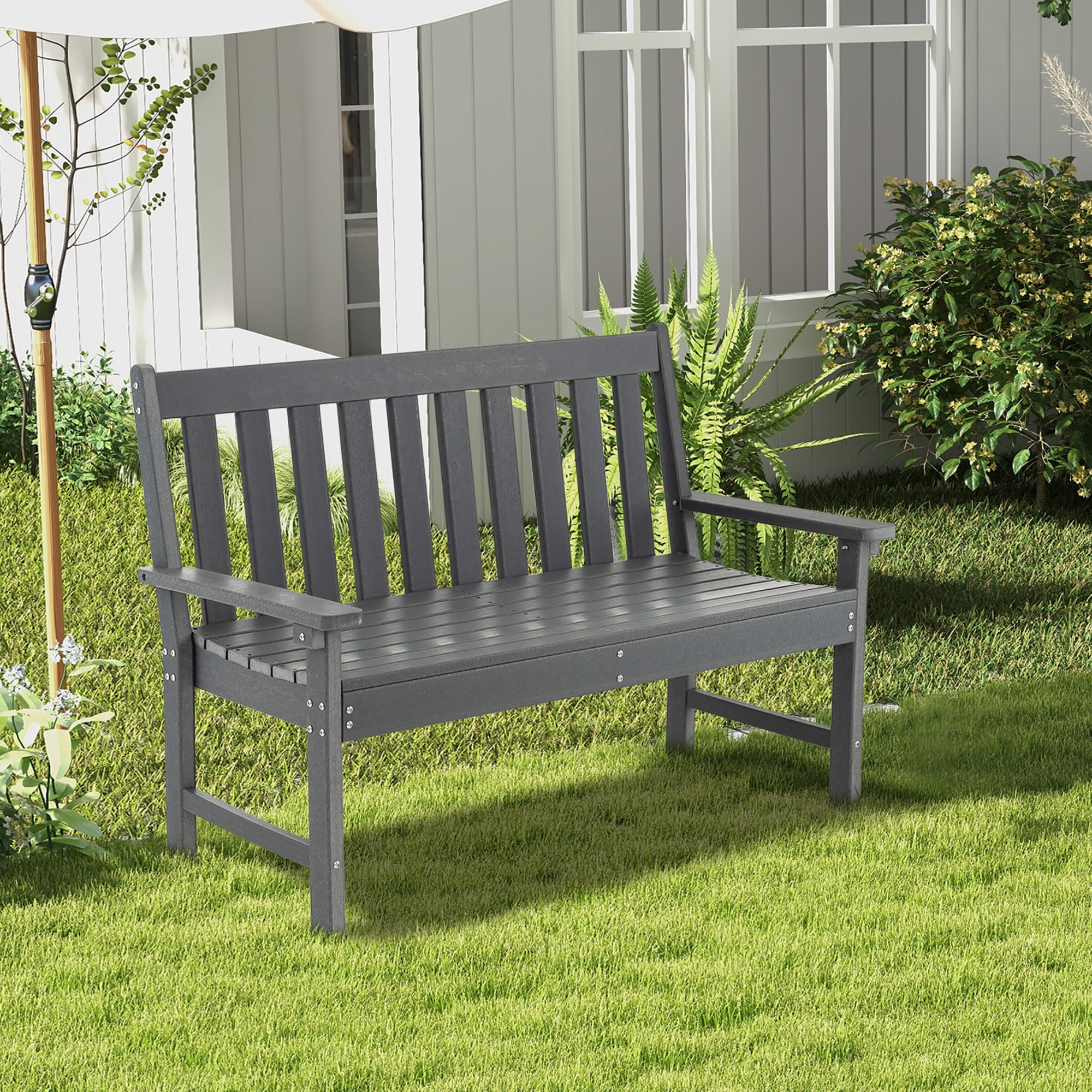 Costway HDPE 2 Person All Weather Garden Bench Heavy Duty Patio Furniture for Lawn Yard Park Front Porch Backyard Walmart